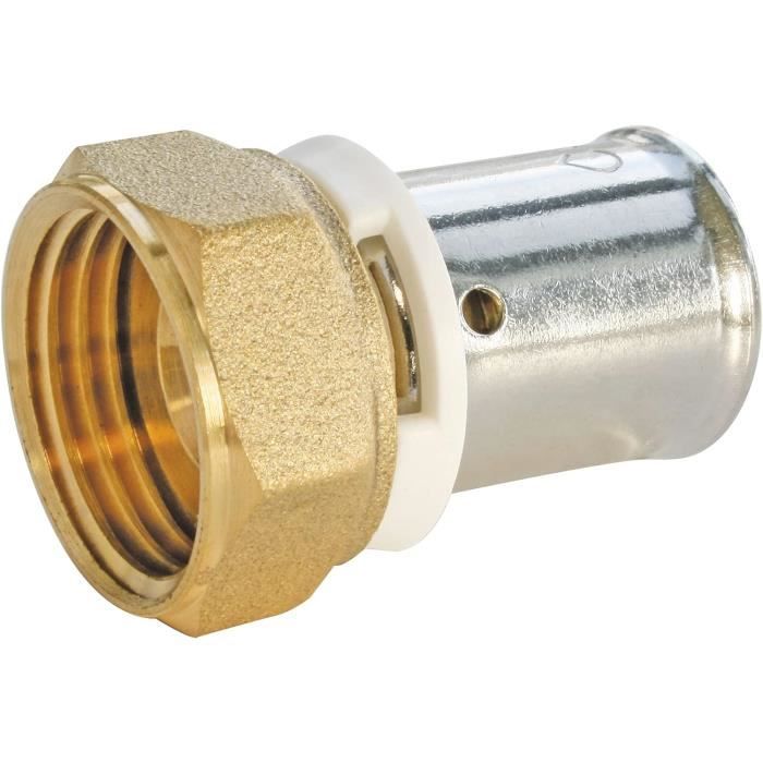 Raccord droit à sertir pour tube PER Ø12 écrou tournant Femelle 15-21 (1-2''), Permet de ...