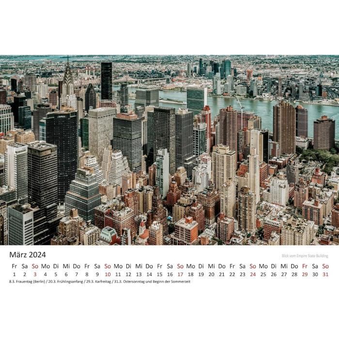 Calendrier mural New York 2024 Format A3 USA Manhattan New Jersey ...