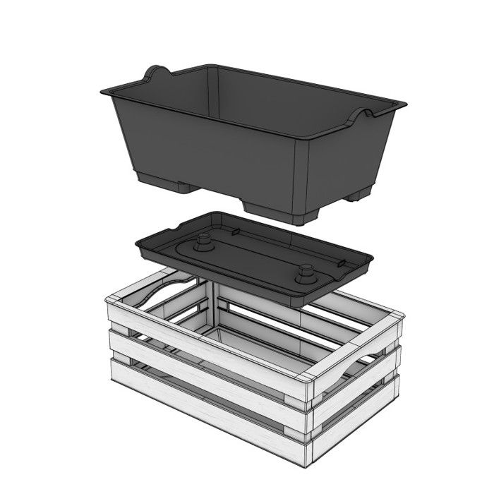 Caisse à fleurs avec pot + soucoupe "Tina" en plastique - Vert - L 25 x ...