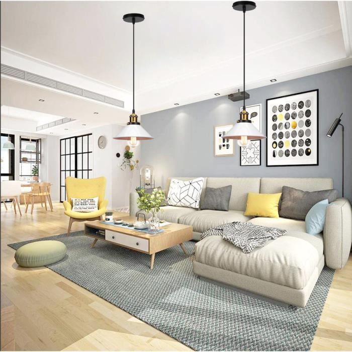 IDEGU Lot de 2 Lampe Suspension Moderne Industrielle,E27 Lustre ...