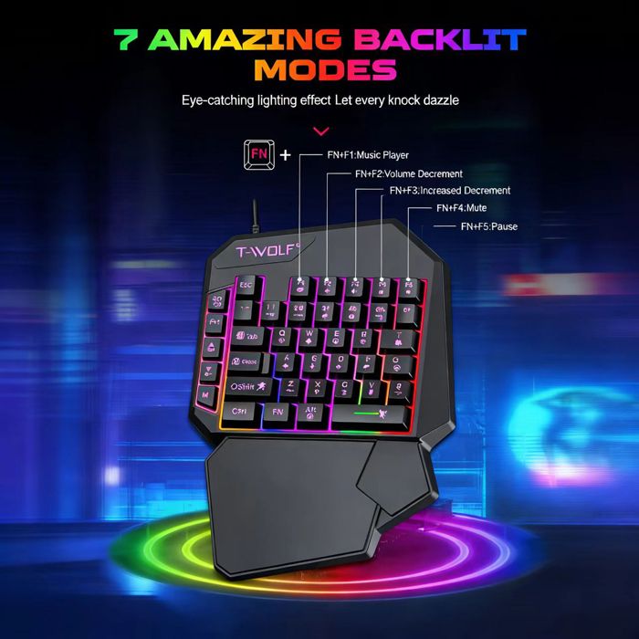 Une main clavier souris jeu cinq en un ensemble, clavier, souris ...