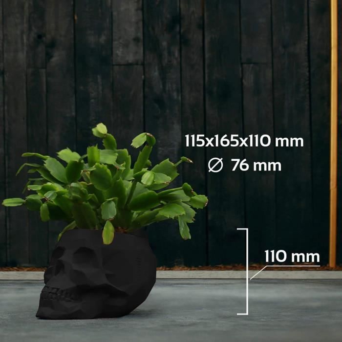 Cache-pot en béton Tête de mort Low Poly - n2191 - Ø 5-24 cm - Blanc ...