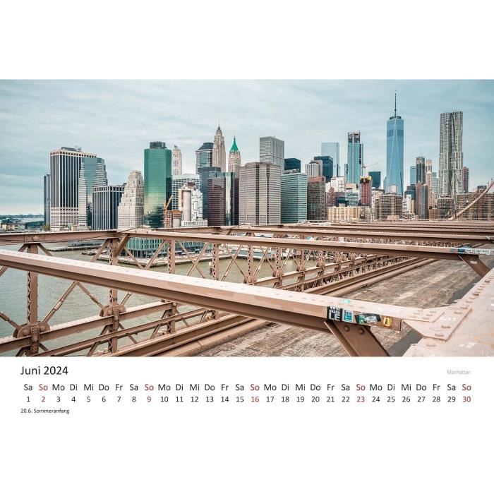 Calendrier mural New York 2024 Format A3 USA Manhattan New Jersey ...