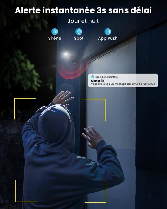 IeGeek 5MP Caméra Surveillance WiFi Exterieure sans Fil Batterie Vision ...