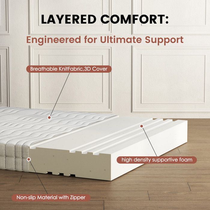 Matelas en mousse, 200x160x13 cm, Blanc, Éponge, matelas confort ...