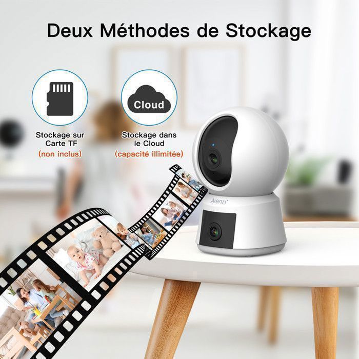 Arenti Caméra Double Objectif, Caméra Surveillance WiFi intérieure 360 ...
