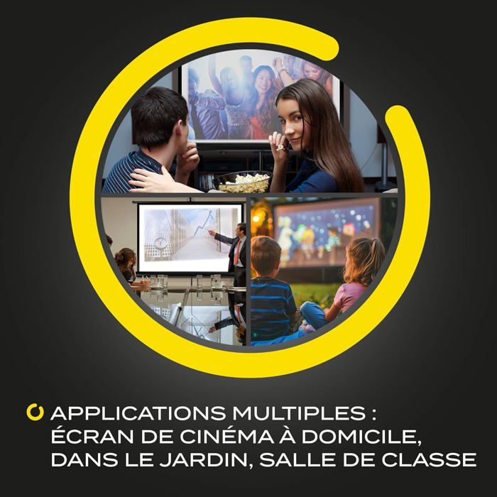 Écran de projection 4K HD 60"-KAL-16:9,toile réglable,montage mural ...