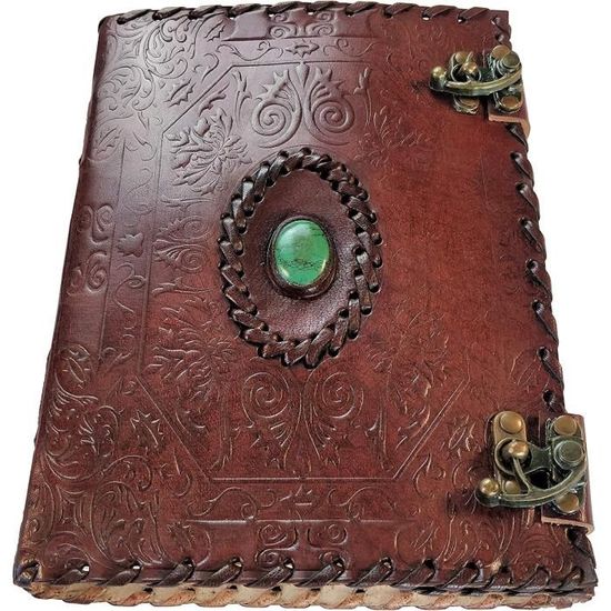 Carnet, bloc notes, journal, livre, Cuir Véritable, Vintage, Fermoir ...