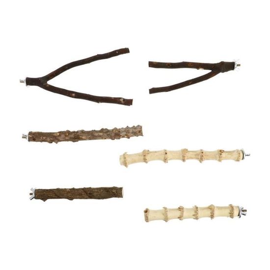 6 pcs oiseau en bois perche perche perroquette mordant jouets ...
