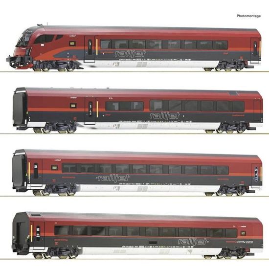 Train miniature - ROCO - Roco 74038 SET de 4 Railjet H0 de lÖBB ...