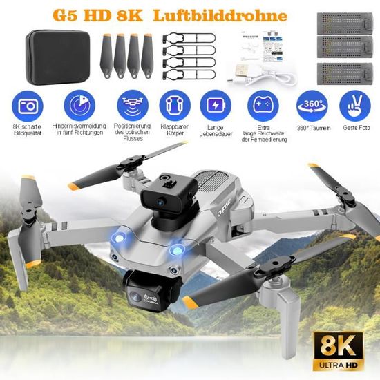 Mini Drone Pliable avec Caméra 8K WiFi Quadcopter 360°Flips + 3 ...