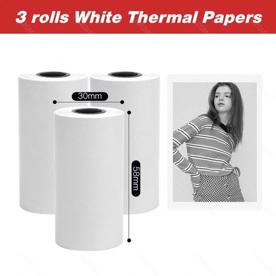 IMPRIMANTE,3 White Notes--Étiquette Autocollante Peripage A6 58mm ...