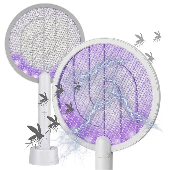 Raquette Électrique Anti-Moustiques 2en1 avec Lampe Anti-Moustiques ...