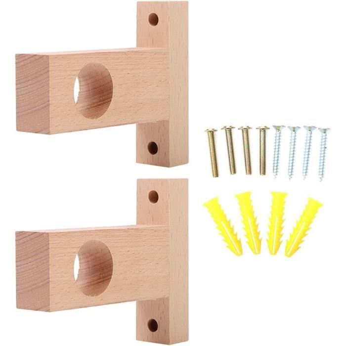 2Pcs Support De Tringle à Rideau en Bois Mur Mont Titulaire De Tringle ...