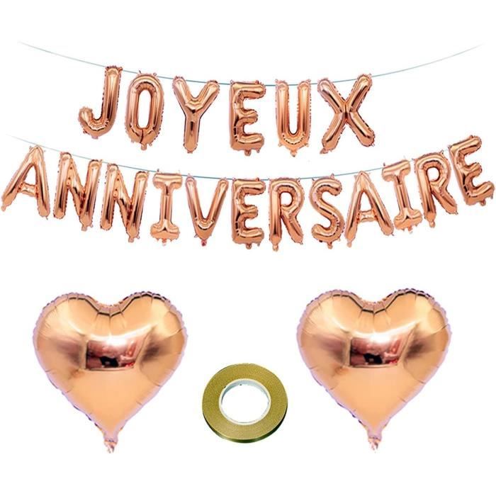 Ballon Joyeux Anniversaire Or Rose - Happy Birthday Ballons Rose Lettre Aluminium Banderole ...