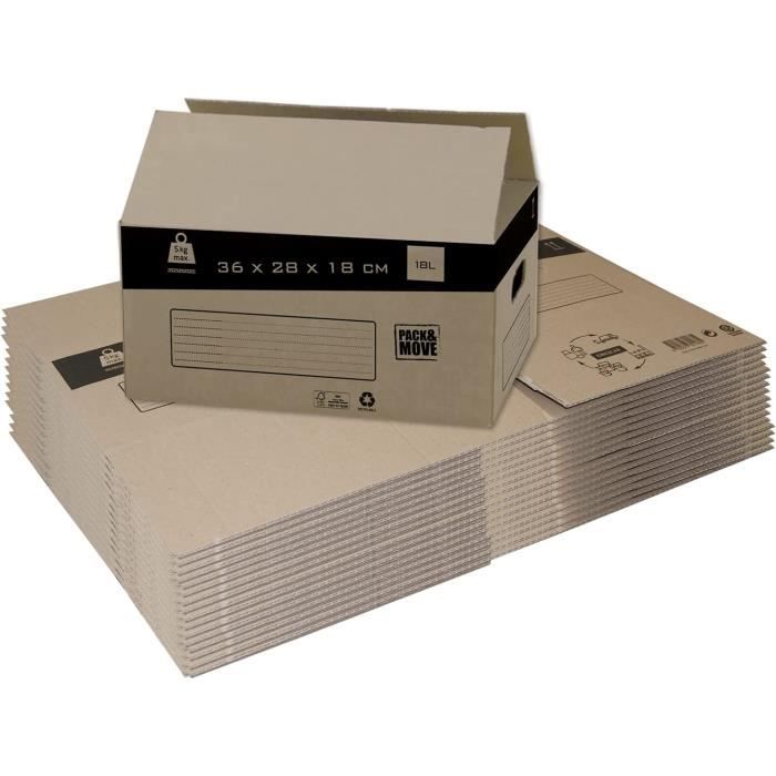 Lot de 20 cartons de déménagement 18L - 36x28x18cm 36L - Made in France ...