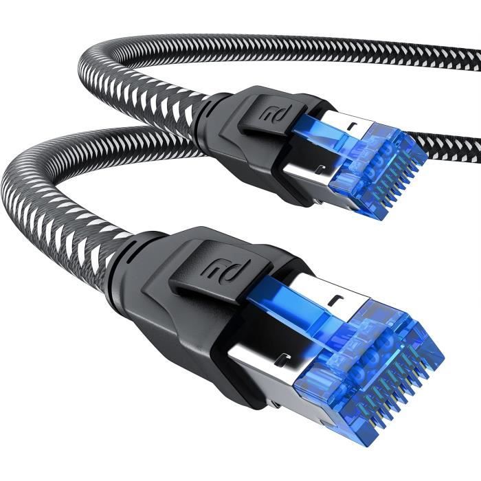 20m Câble réseau Cat 8.1 40Gbits, Câble Ethernet Cat 8 LANGigabit ...