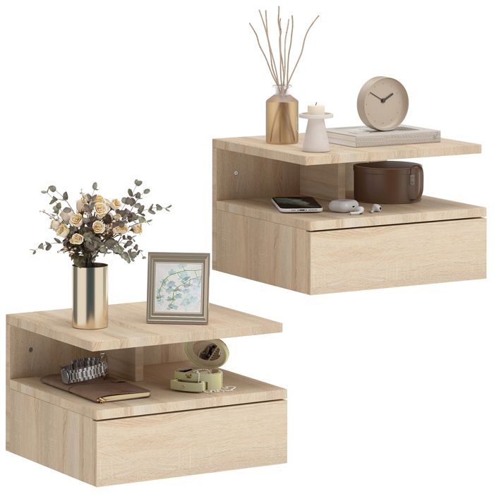 HOMCOM - Tables de chevet - Panneaux de particules - 35x32x22.5cm ...