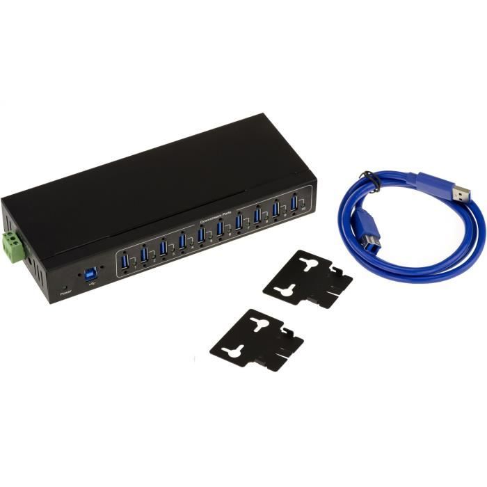 HUB INDUSTRIEL USB 3.0 - 10 Ports. Protection ESD 15 KV. Reprise d ...