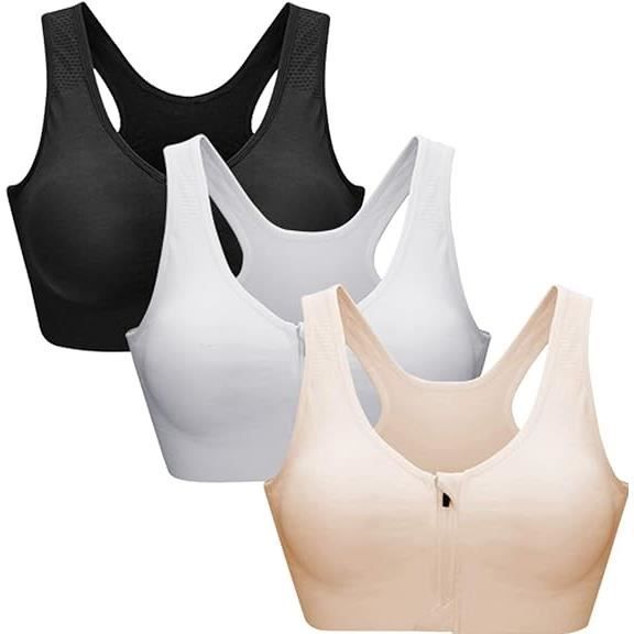 Soutien Gorge De Sport Femme Zippée Devant Push Up Sans Armature