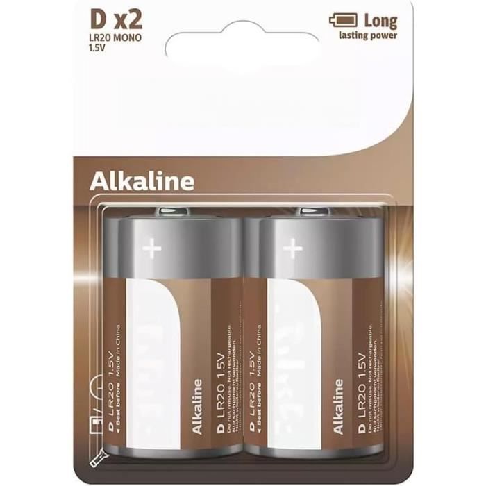 Batterie D-Lr20 Alcaline, Pack 2 Pcs, 30% Plus Durabilité, Appareils ...