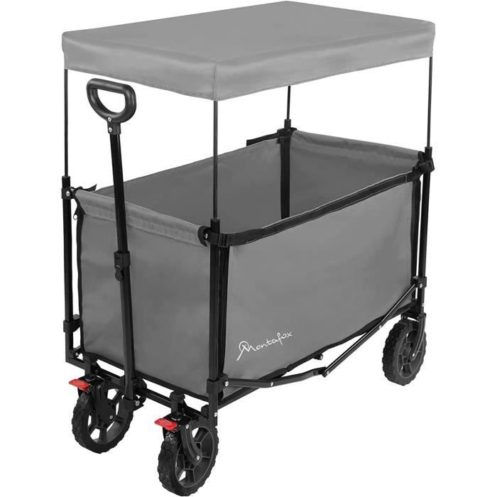 Montafox Chariot Transport Toit Pliable Jardin Charette à Main Frein ...