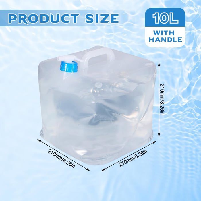 KUWUNG Bidon Eau avec Robinet 10L, 2 Pièces Pliable Jerrican Eau avec ...