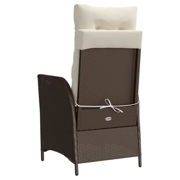 KIT Chaise inclinable de jardin repose-pied marron résine tressée ...
