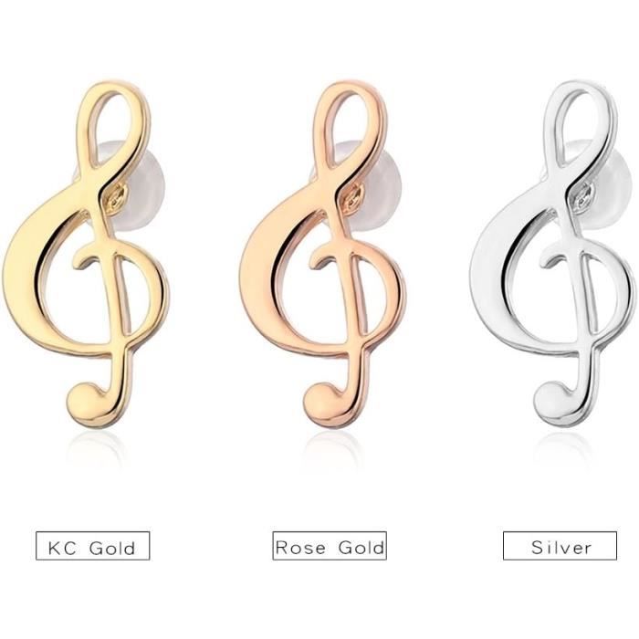 Boucles D'Oreilles À Tige Pour Femme, Motif Note De Musique Doré ...