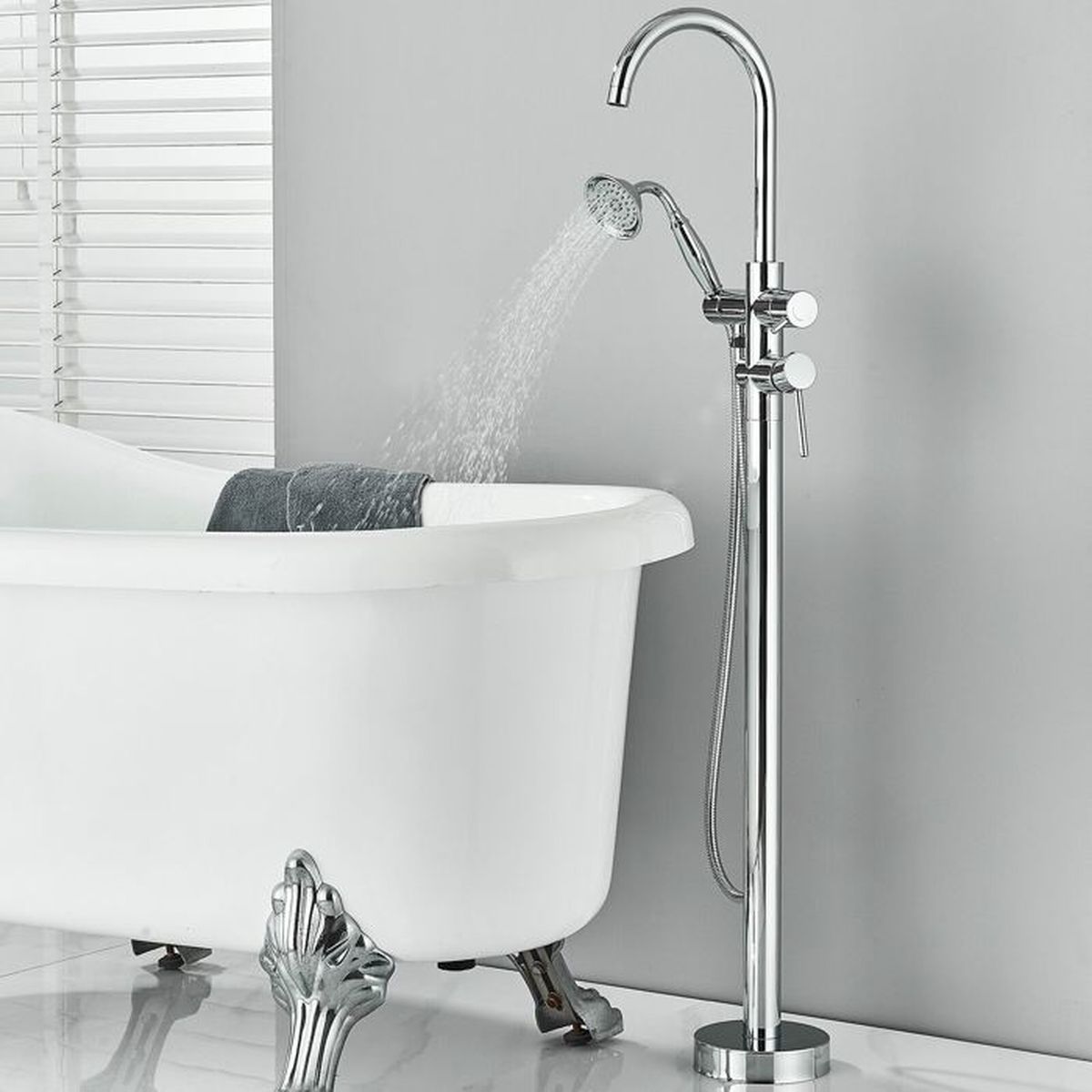 Suguword Robinet Baignoire Îlot Autoportante Bain Mélangeur Mitigeur de ...