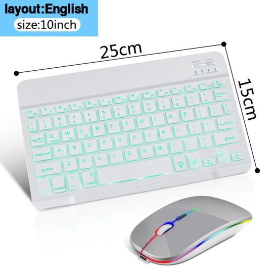 Clavier,Mini clavier et souris sans fil Bluetooth RGB,avec ...