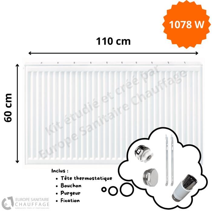 Radiateur Acier H.60 x L.110 cm Stelrad 1078W T11 - Cdiscount Bricolage