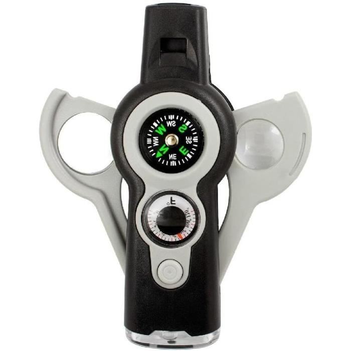 7 En 1 Urgences Survie Avec Boussole Thermomètre Led Lumière Loupe ...