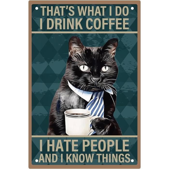 Chat Noir Signe Étain Café Signes Métal Plaques Vintage Galerie Signes ...