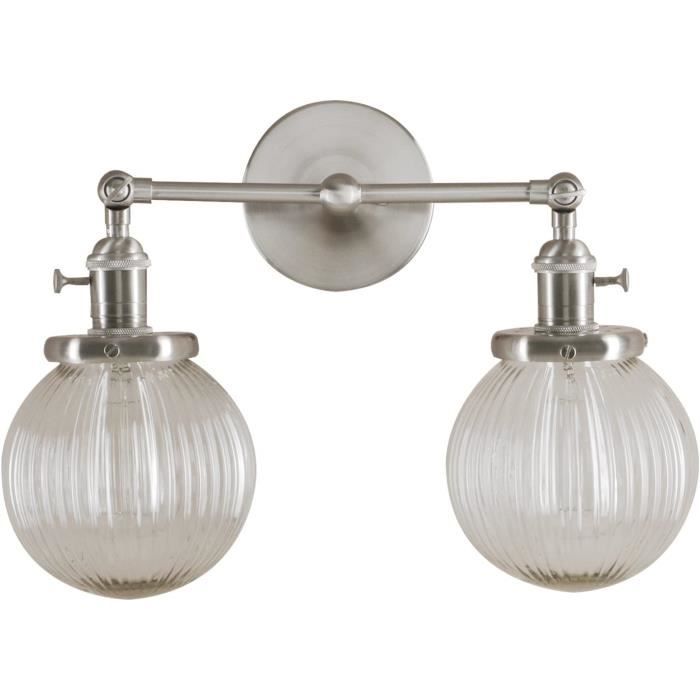 PathsOn Applique murale double industrielle moderne vintage avec globe ...