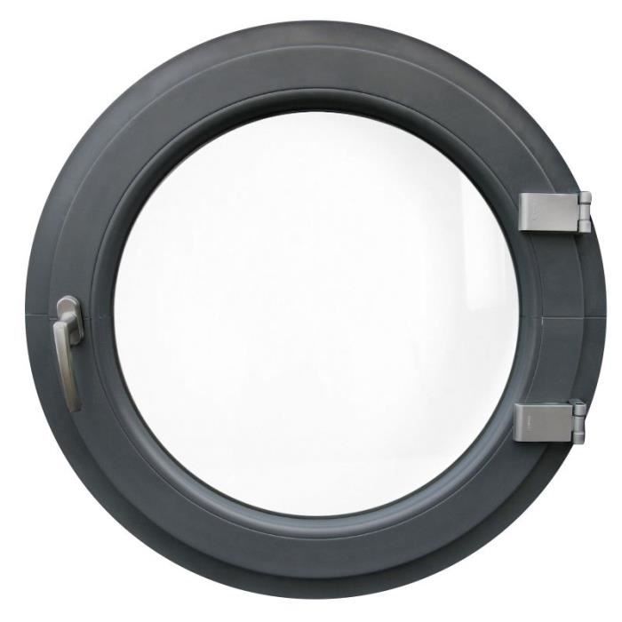 Fenêtre ronde à la française droit 650 mm PVC Anthracite Lisse 7016 ...