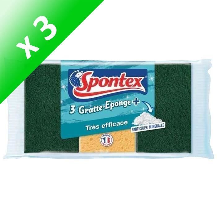 SPONTEX Lot de 3 Gratte-Eponge Efficacité Minéral (Lot de 3 ...