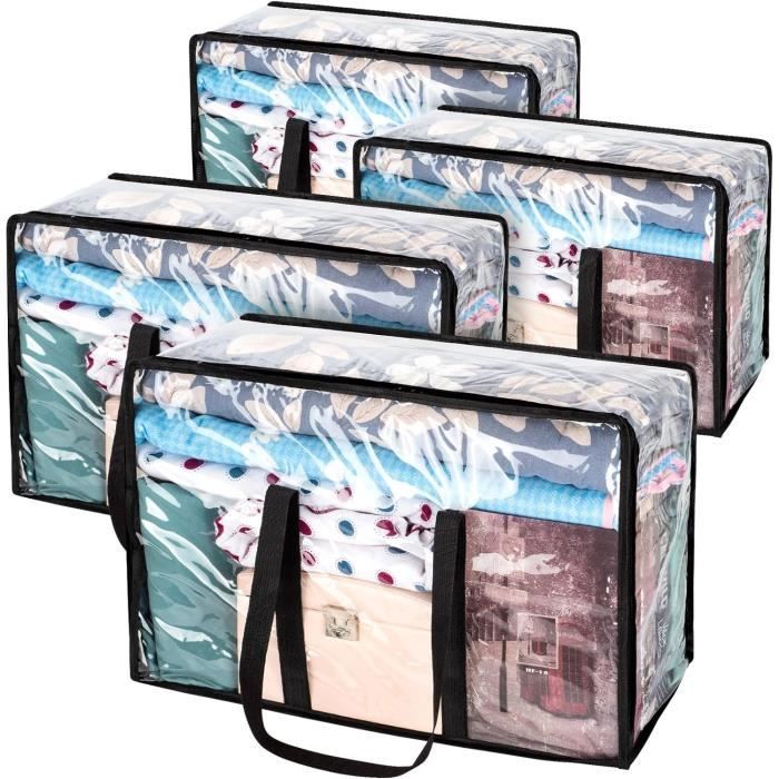 Lot De 4 Sacs De Rangement Transparents Pour Vêtements, Couettes ...