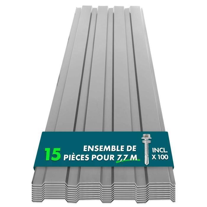 Lot de 15 tôles Couverture métallique Tôle avec vis Épaisseur : 0.25 mm ...