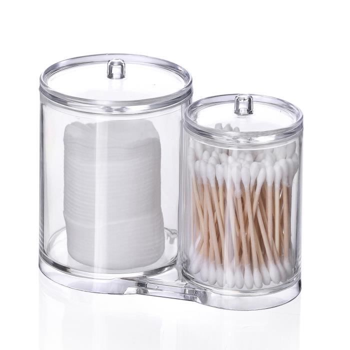Kentop 2 en 1 Support de Coton-Tige en Transparent avec Couvercle Pot ...