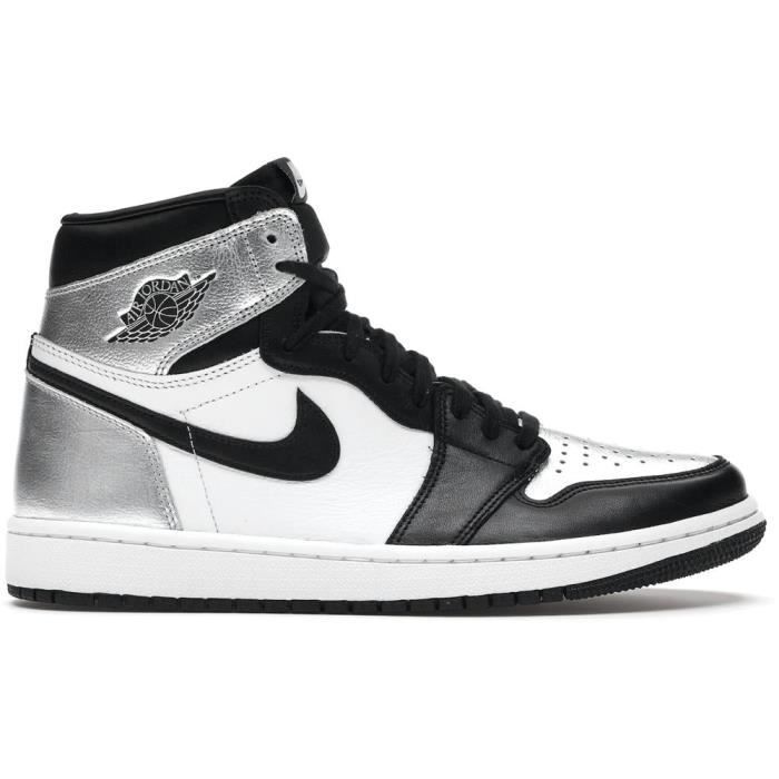 Basket Jordan 1 Retro - Nike - Femme - Cuir - Blanc - Lacets - Plat ...