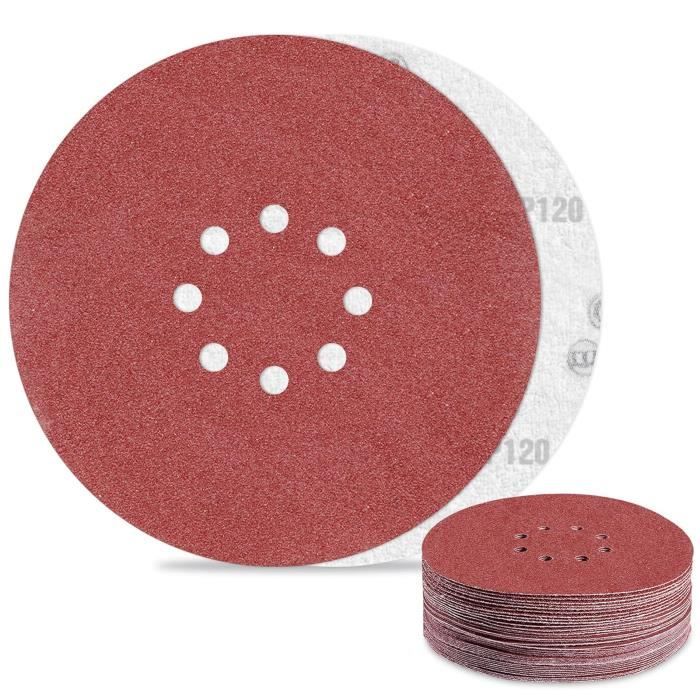 Disque Abrasif 225 mm 8 Trous Papier Poncage Grain 120 pour Disque ...