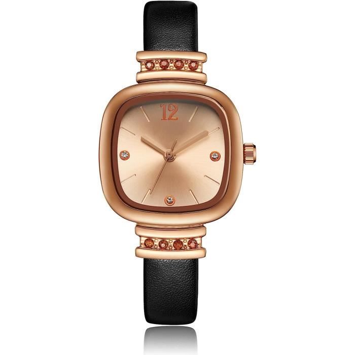 Montre Femme Etanche Élégant Montre Bracelet Cuir Diamant Analogique ...