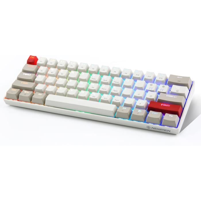 Gm610 Clavier Gamer Mini Blanc&Gris,60% Clavier Gaming Sans Fil ...