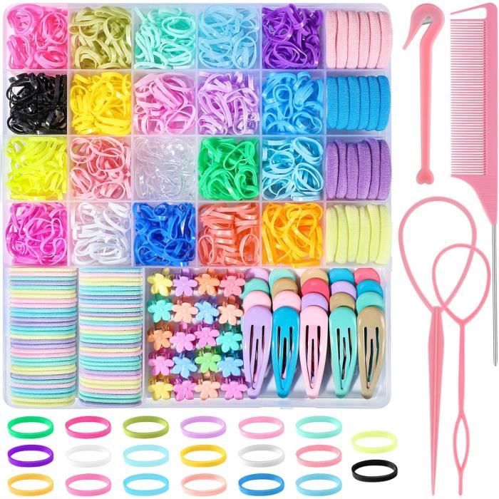 Lot De 1504 Petits Elastiques Cheveux, Mini Elastique Cheveux ...