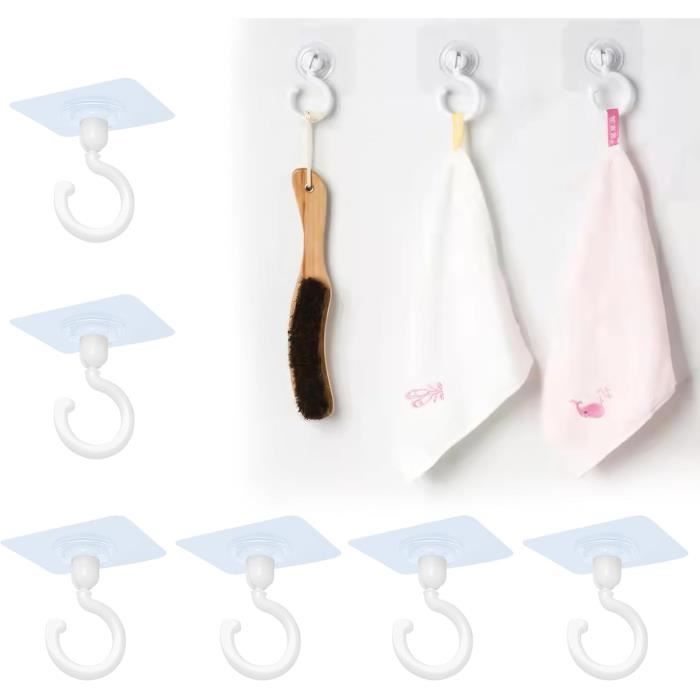 Crochet Adhésif Plafond-Sans Percer Rotatifs À 360°-6Pcs Crochet De ...