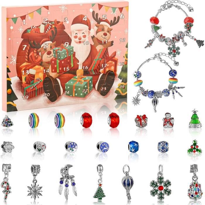 Calendrier de lAvent, 24 calendriers de lAvent avec 2 bracelets et 22 ...