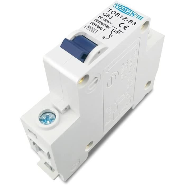 Disjoncteur DC MCB 6KA 1P 125V Mini disjoncteur 3A 6A 10A 16A 20A 25A 32A 40A 50A 63A ...