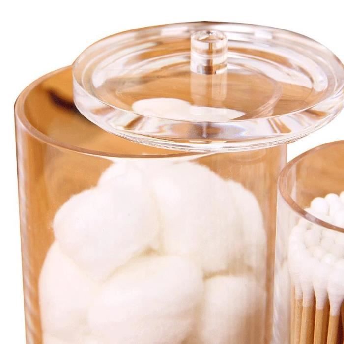 Kentop 2 en 1 Support de Coton-Tige en Transparent avec Couvercle Pot ...