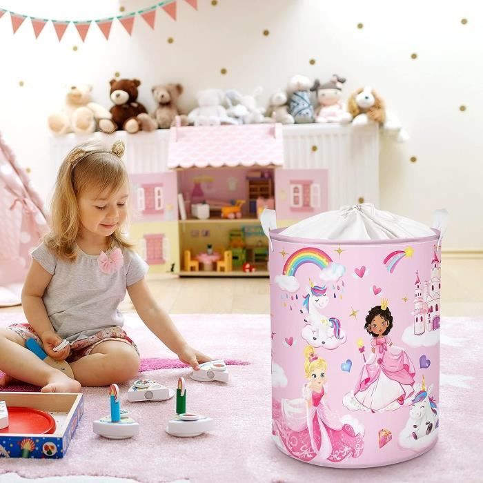 Clastyle 45L Corbeilles à Linge Filles Rose Princesse Licorne Arc-en ...